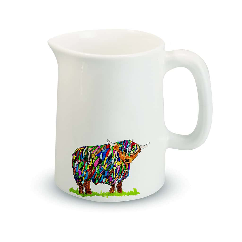 Chloe Gardner | Scottish Bright Highland Cow Jug | Fine Bone China