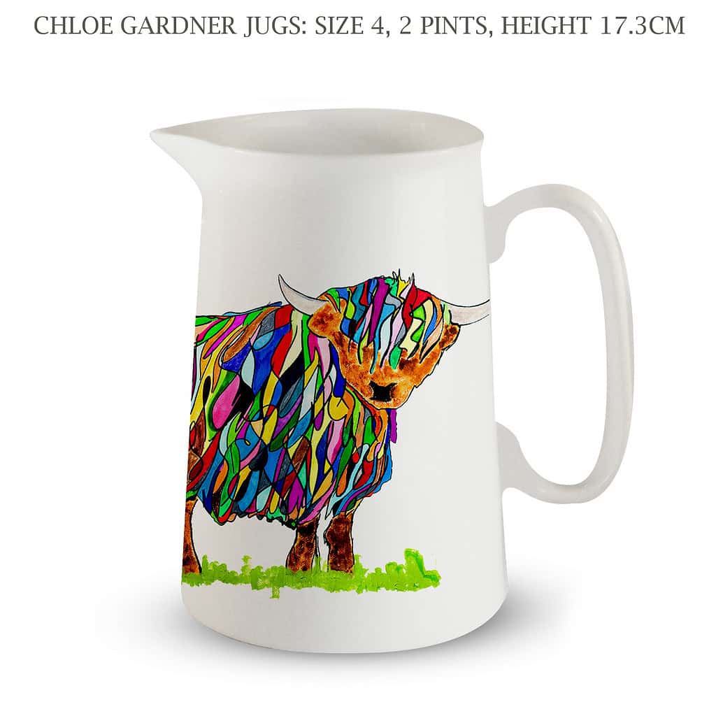 Chloe Gardner | Scottish Bright Highland Cow Jug | Fine Bone China