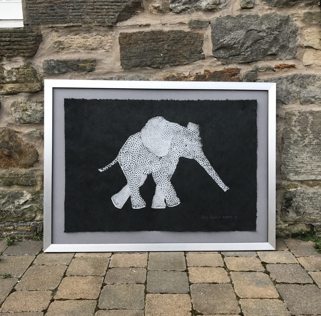 Chloe Gardner | Animal Screen Print - Silver Elephant