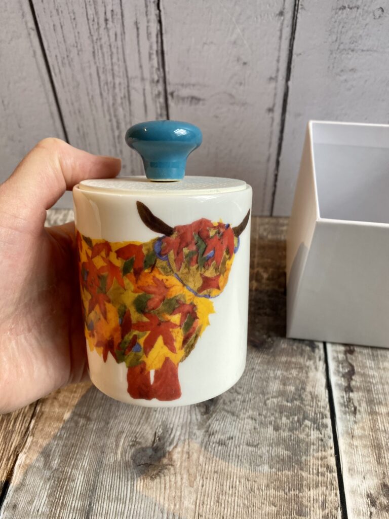 Ceramic Pot - Leaf Highland Cow Ceramic Pot Jar with Optional Lid ...